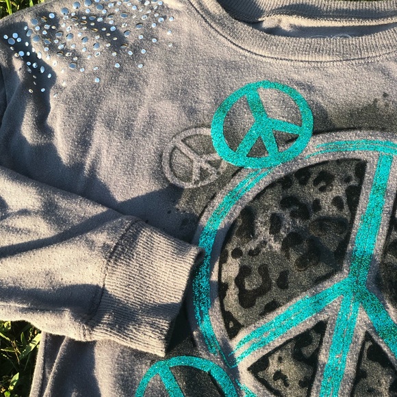 Justice | Shirts & Tops | Peace Sign Retro Top With Faux Plaid ...